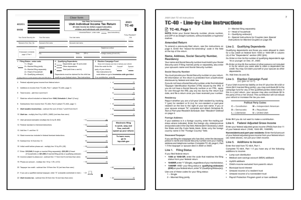 Utah Tax Forms and Instructions for 2023 (Form TC-40)